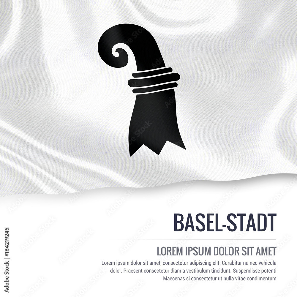 Switzerland state Basel-Stadt flag waving on an isolated white ...