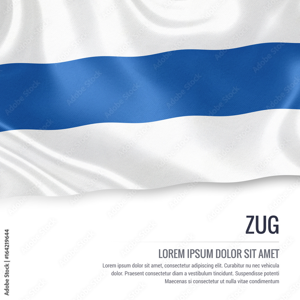 Switzerland state Zug flag waving on an isolated white background ...