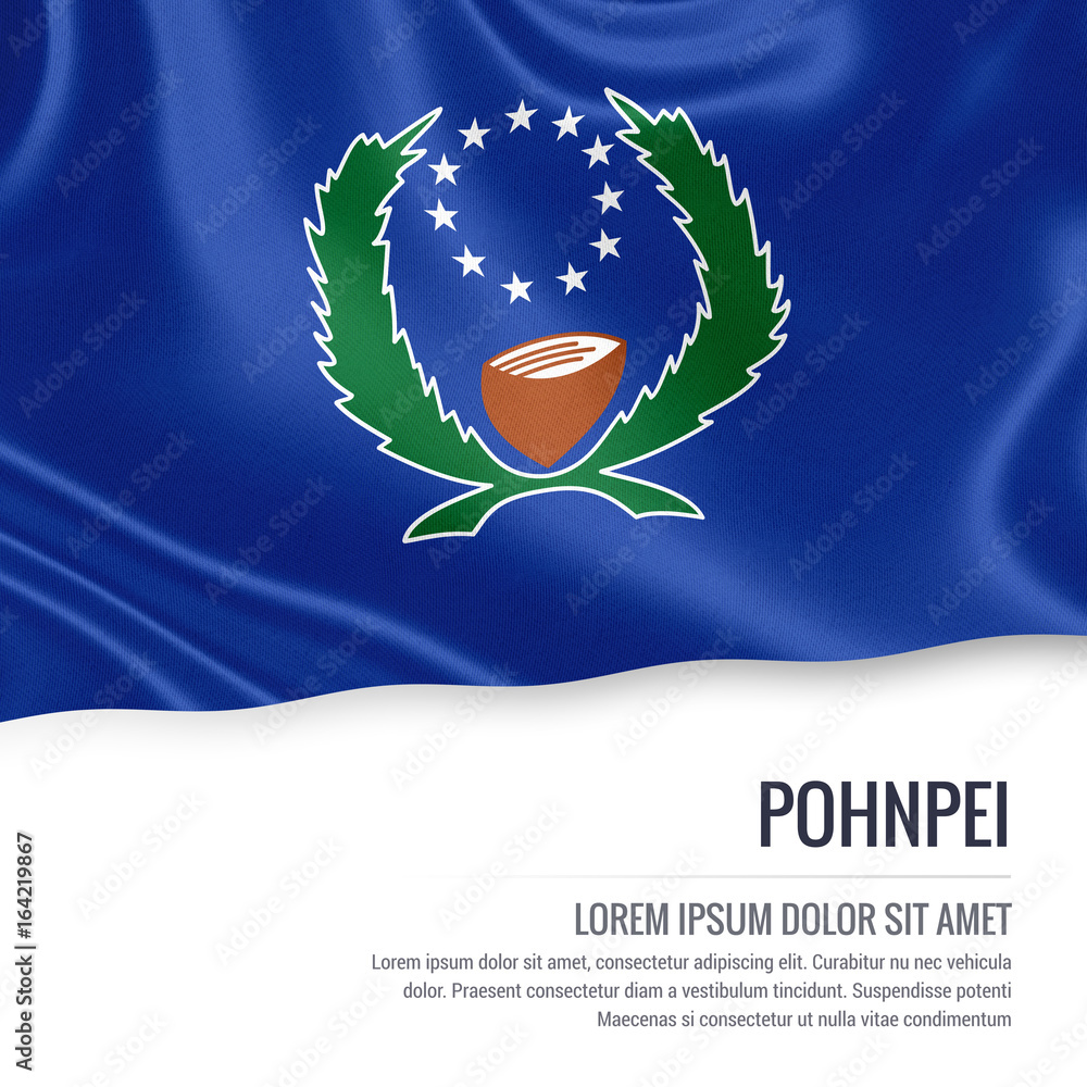 Federated States of Micronesia state Pohnpei flag waving on an isolated ...