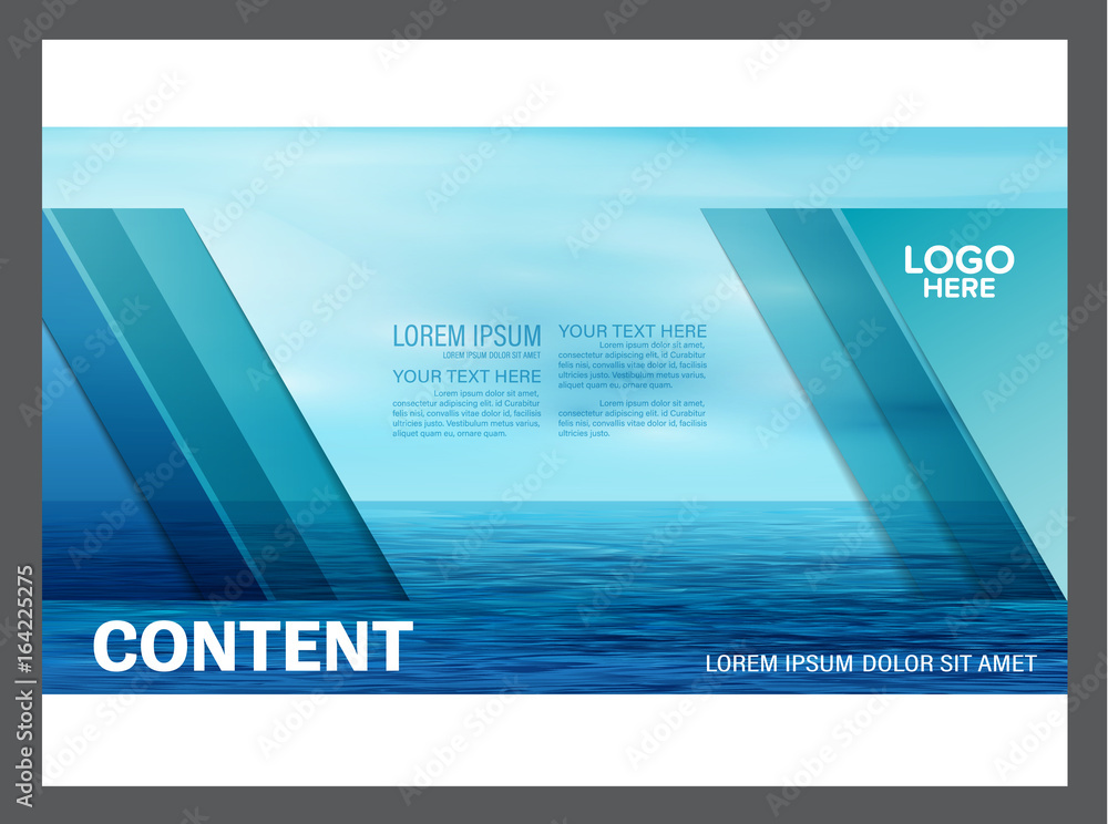 Seascape and blue sky presentation layout design template background ...