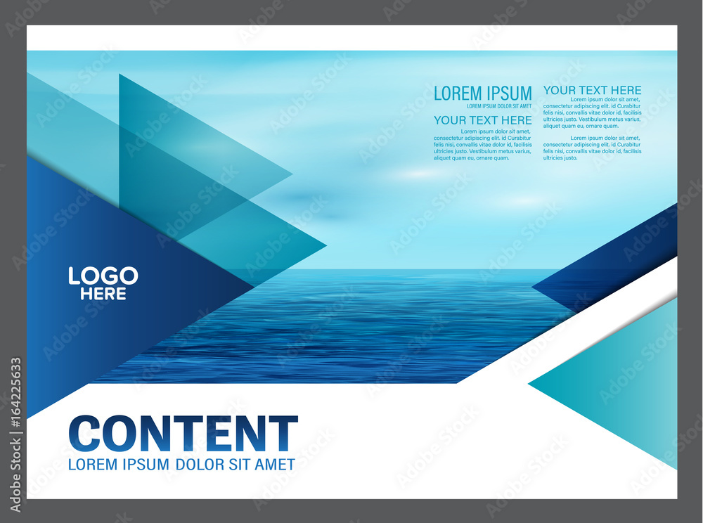 Seascape and blue sky presentation layout design template background ...