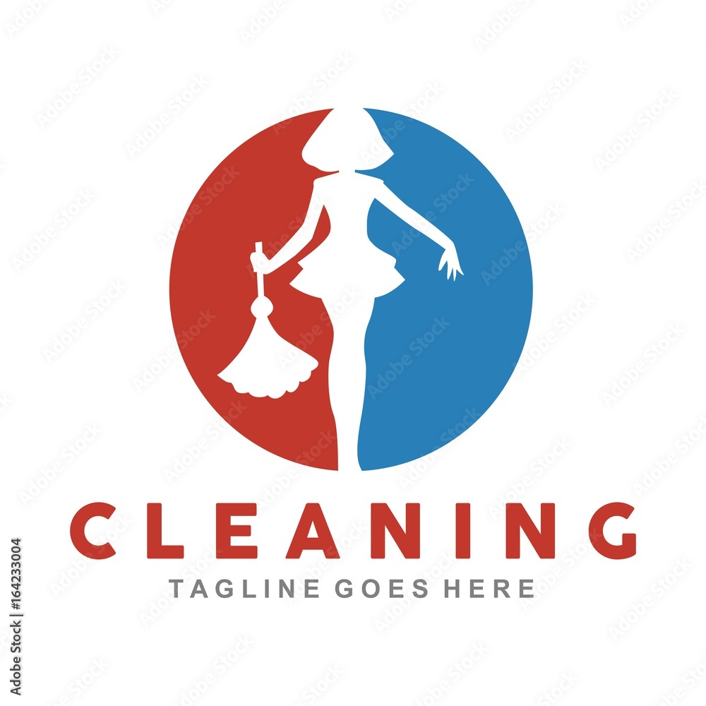 Cleaning Lady Service Woman Maid Logo Template Stock Vector | Adobe Stock