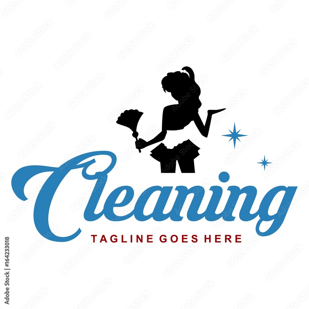 Cleaning Lady Service Woman Maid Logo Template Stock Vector | Adobe Stock