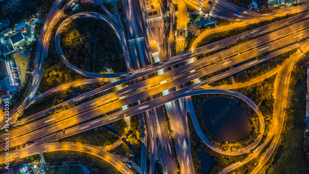 Bangkok Expressway top view, Top view over the highway, expressway and ...