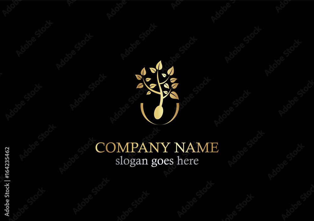 gold tree organic logo Stock Vector | Adobe Stock