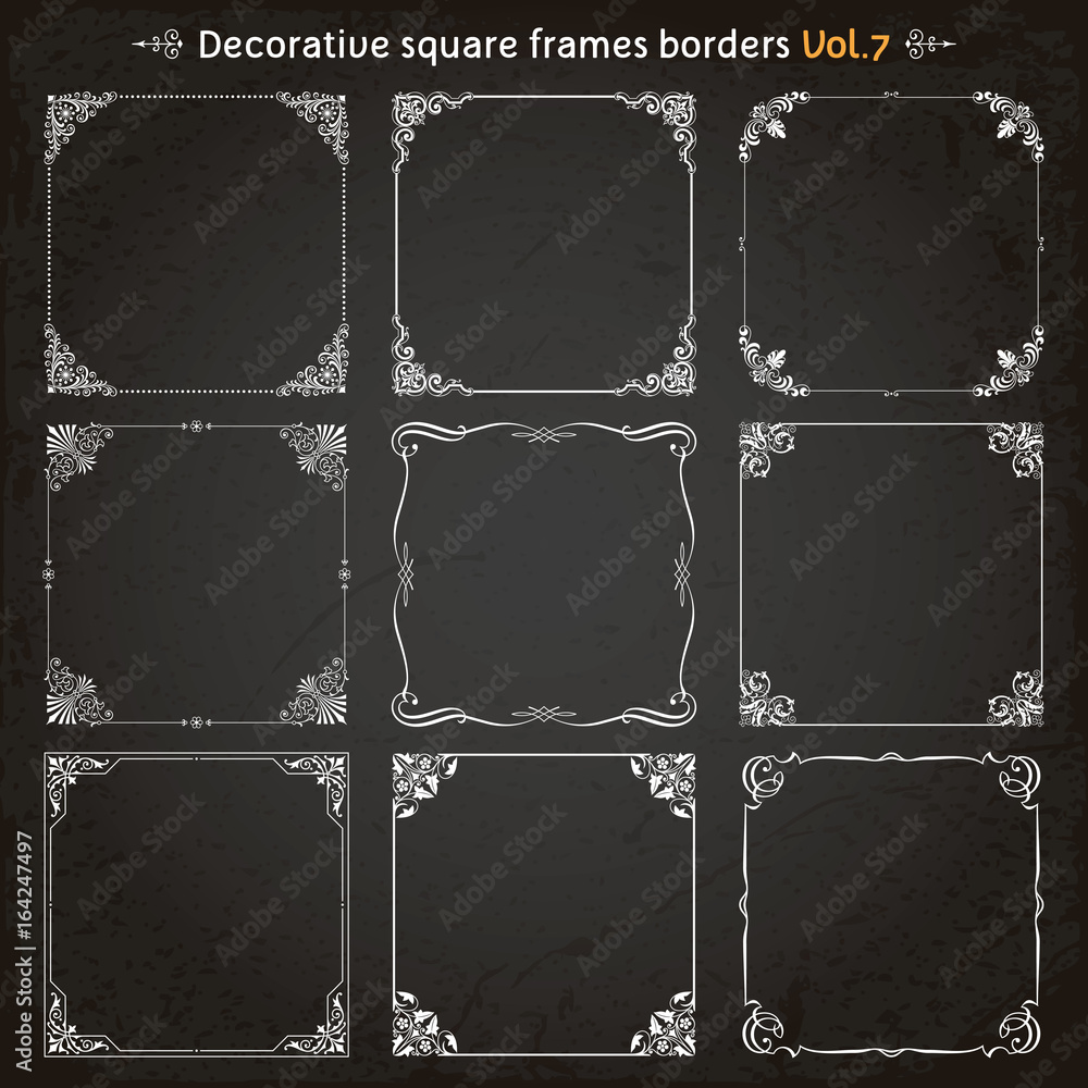 Decorative square frames and borders set 7 vector Stock Vector | Adobe ...