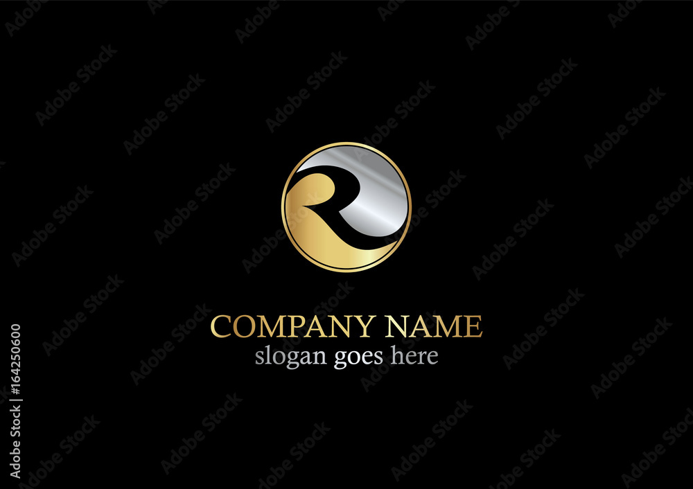 gold letter r round logo Stock Vector | Adobe Stock
