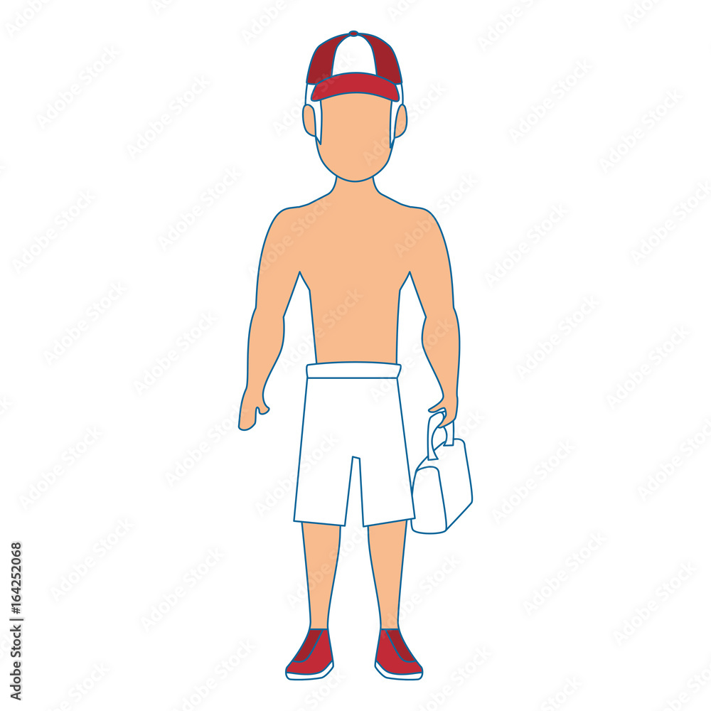 man wearing a swimsuit icon over white background vector illustration ...