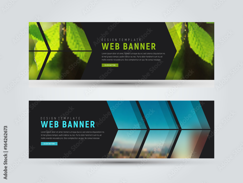 template of black horizontal web banners with arrows Stock Vector ...