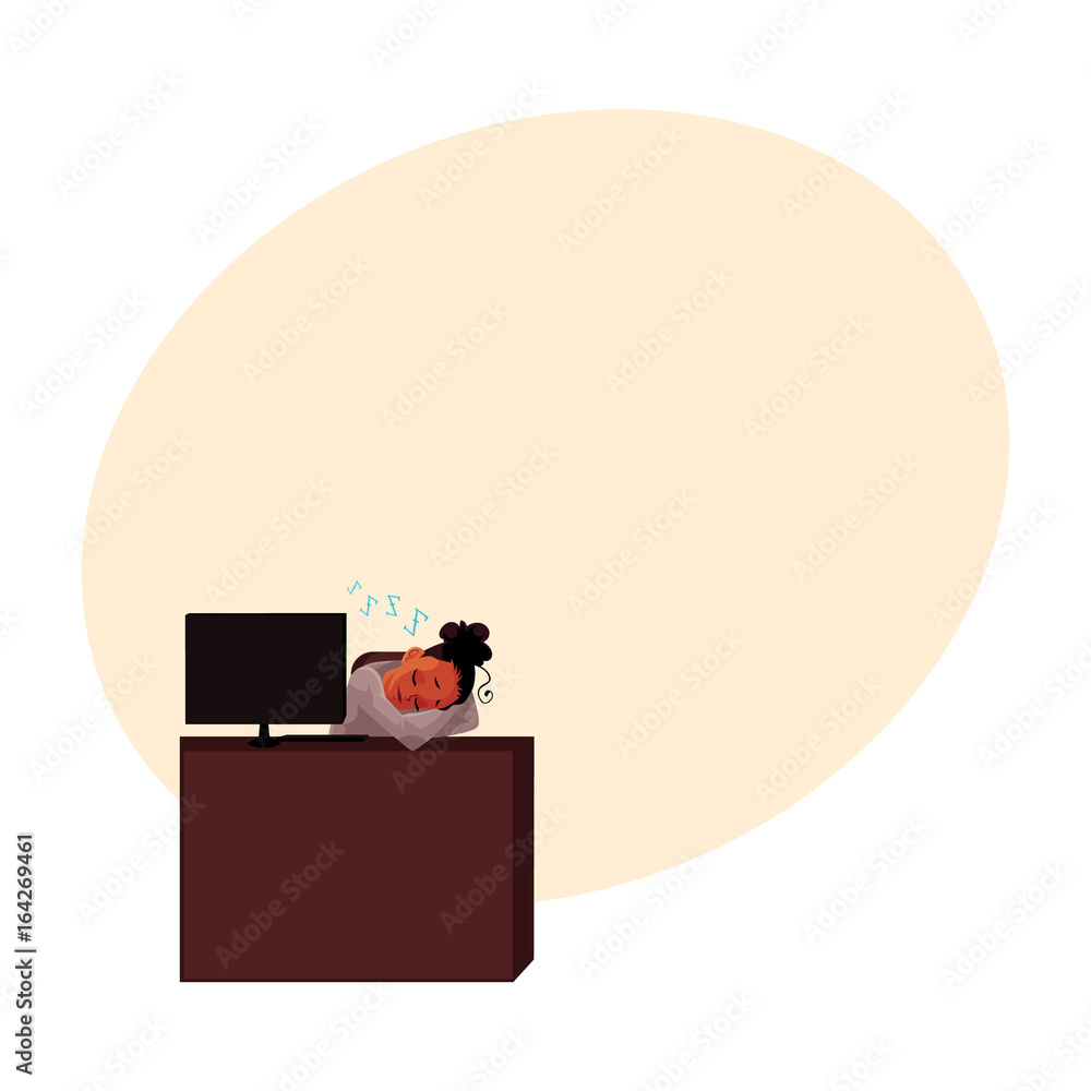 Black, African American businesswoman, secretary, sleeping, snoozing at ...