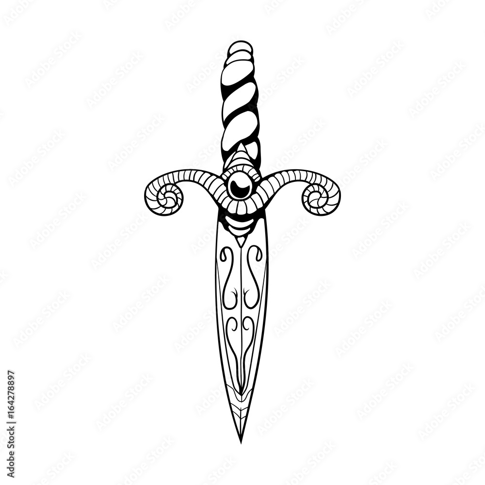 Dagger.Vector illustration in old school tattoo style.EPS8 Stock Vector ...