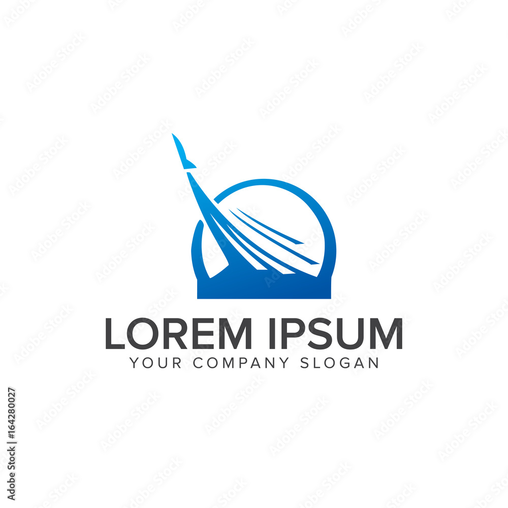 Aircraft flying logo design concept template Stock Vector | Adobe Stock