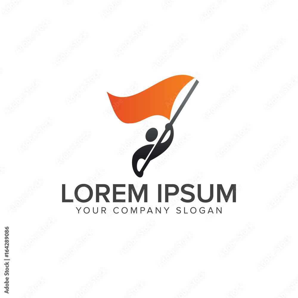 people with flag Logos.freedom logo design concept template Stock ...