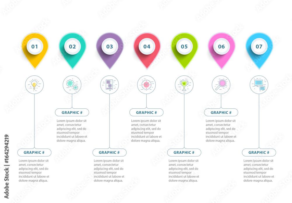 Colorful Seven Section Markers Infographic Layout Stock Template ...