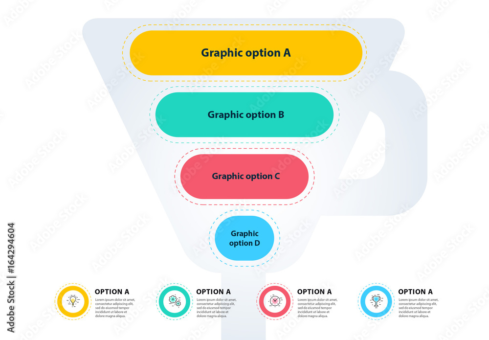 Colorful Funnel Four Section Infographic Layout Stock Template | Adobe ...