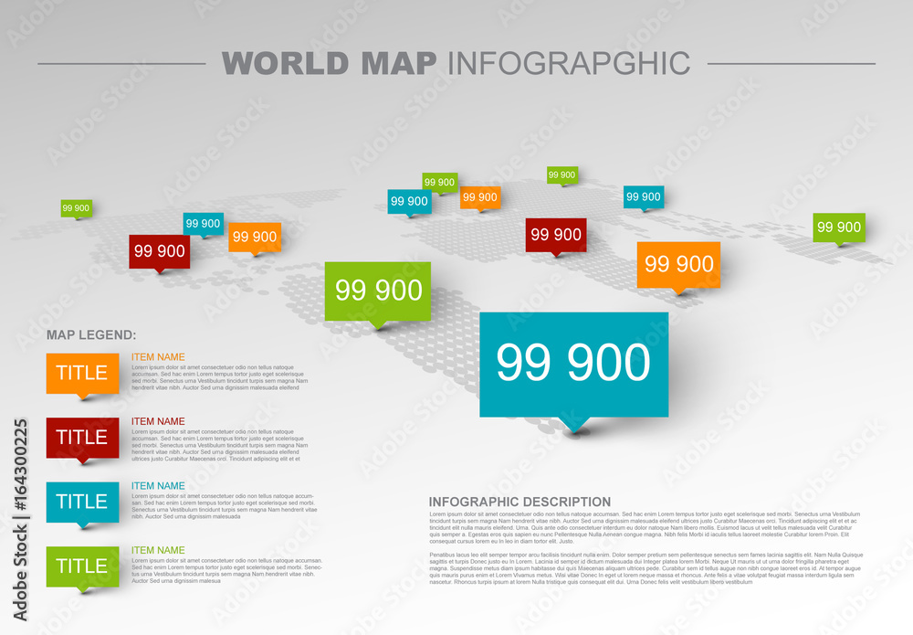 World Map with Speech Bubble Markers 2 Stock Template | Adobe Stock