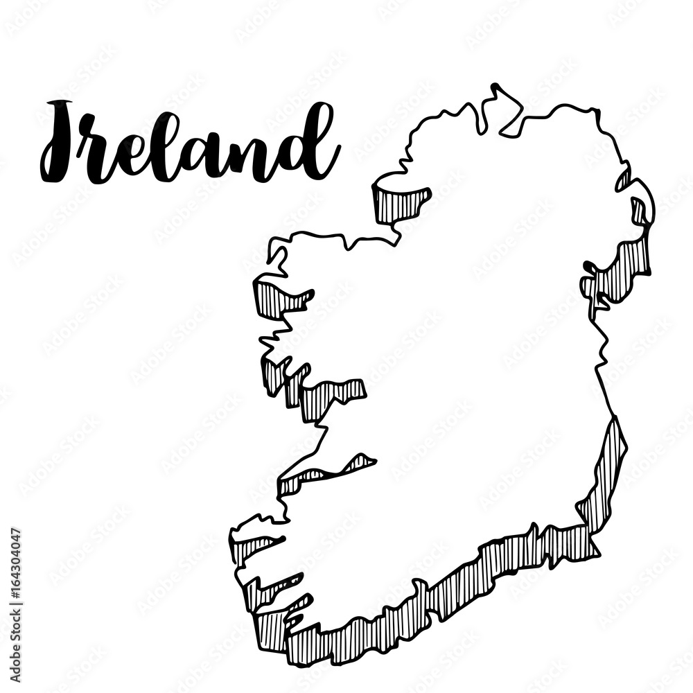 Hand drawn of Ireland map, vector illustration Stock Vector | Adobe Stock