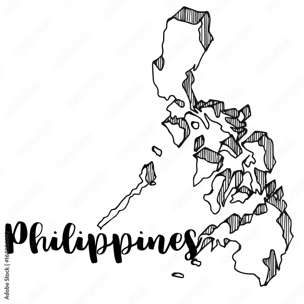 Hand drawn of Philippines map, vector illustration Stock Vector | Adobe ...