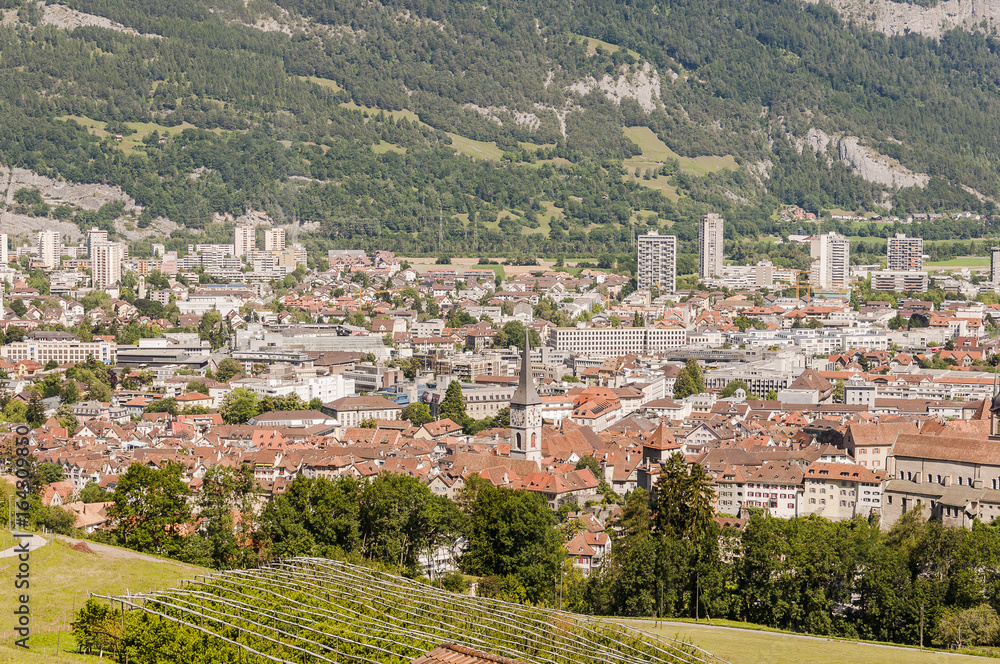 Chur, Stadt, Altstadt, Martinskirche, Kirche, Kirchturm, Altstadthäuser ...