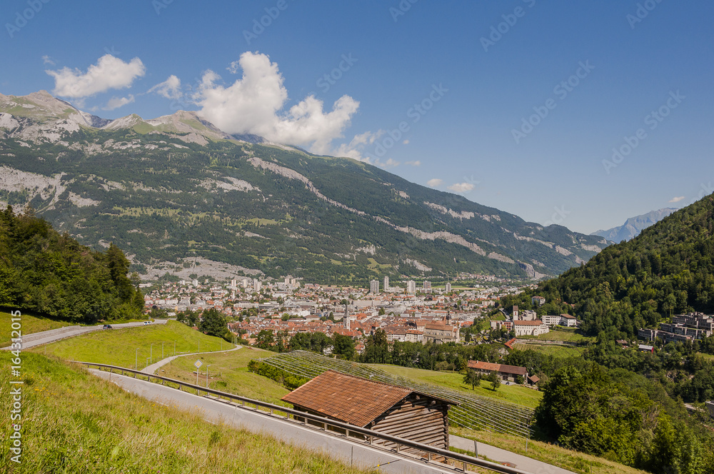 Chur, Stadt, Altstadt, Passstrasse, Lenzerheide, Alpen, Schweizer Berge ...