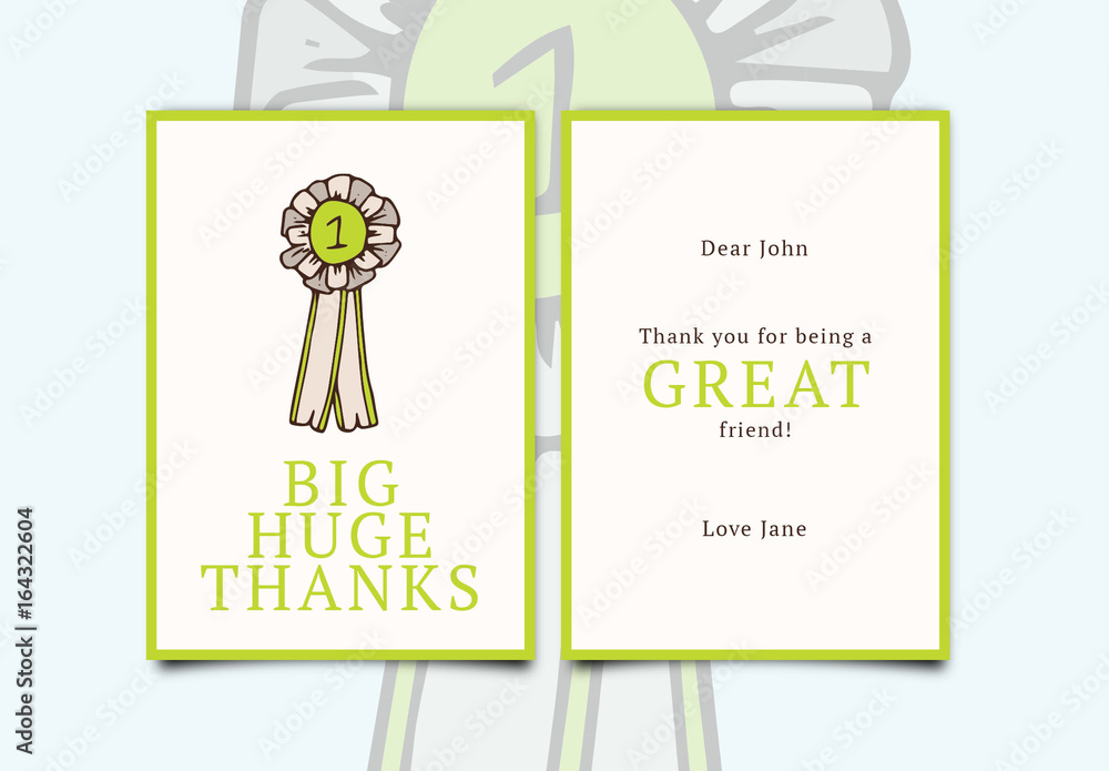 Ribbon Thank You Card Layout 1 Stock Template | Adobe Stock