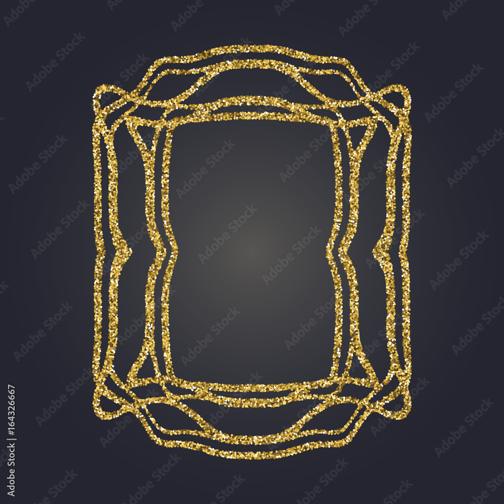 Art Nouveau gold glitter decorative rectangle vector frame for design ...
