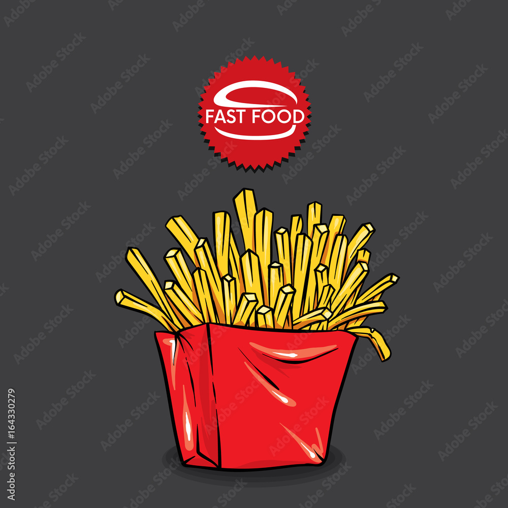 Realistic French Fries Drawing