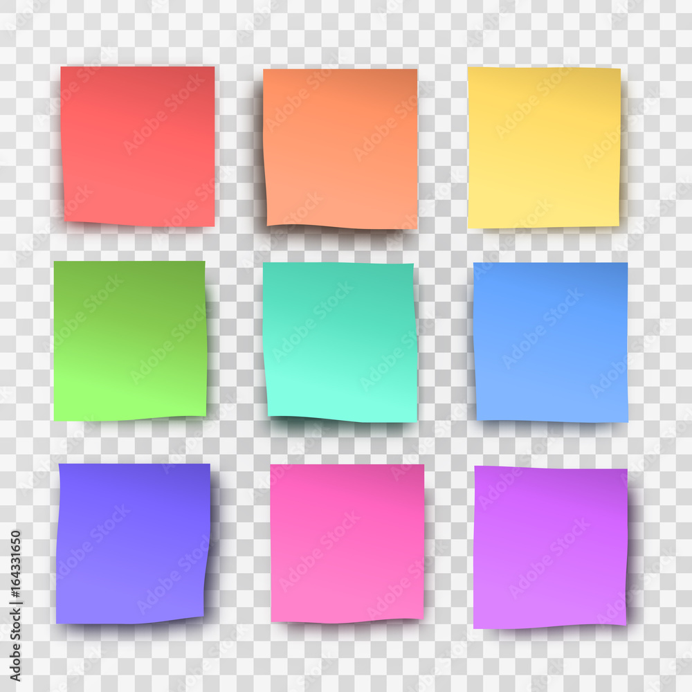 Vector collection of realistic isolated sticky notes on the transparent ...