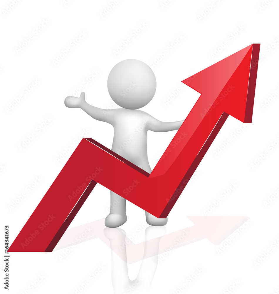 3D small people man with growing arrow logo vector image Stock Vector ...