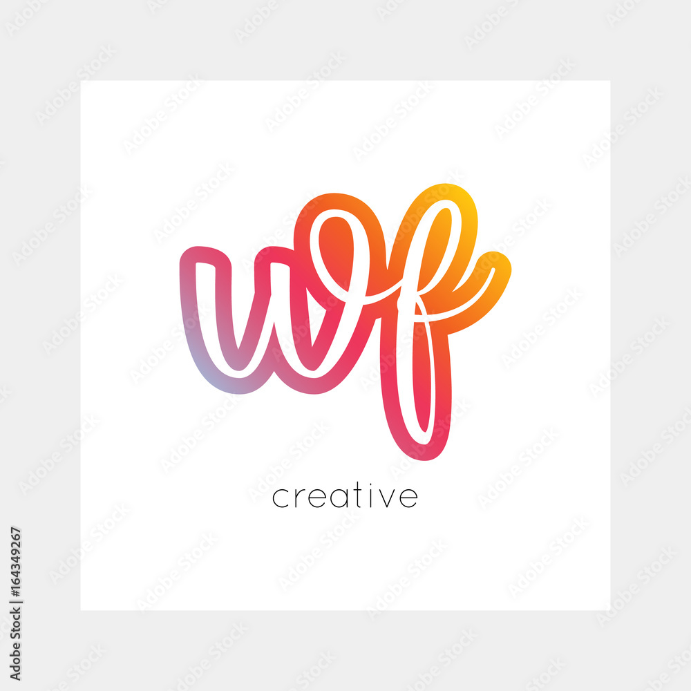 WF logo, vector. Useful as branding, app icon, alphabet combination ...