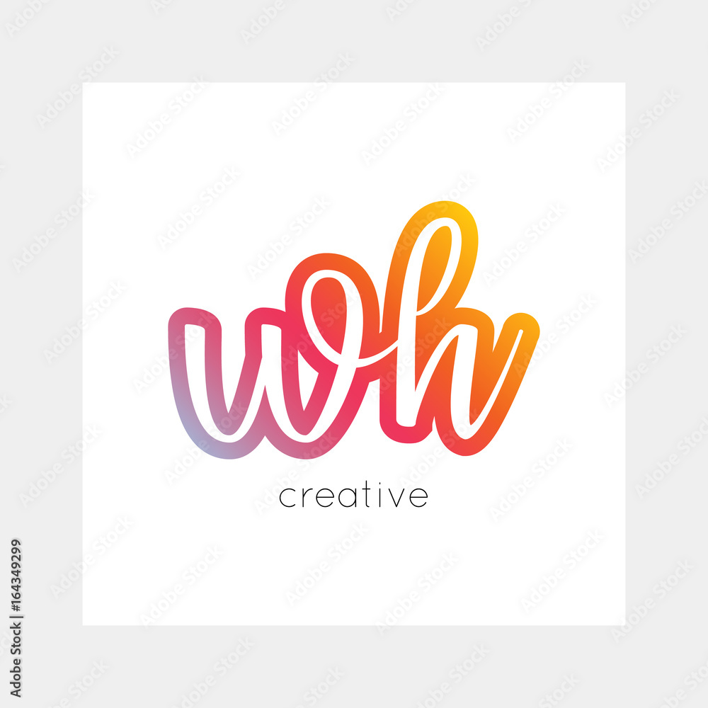 WH logo, vector. Useful as branding, app icon, alphabet combination ...