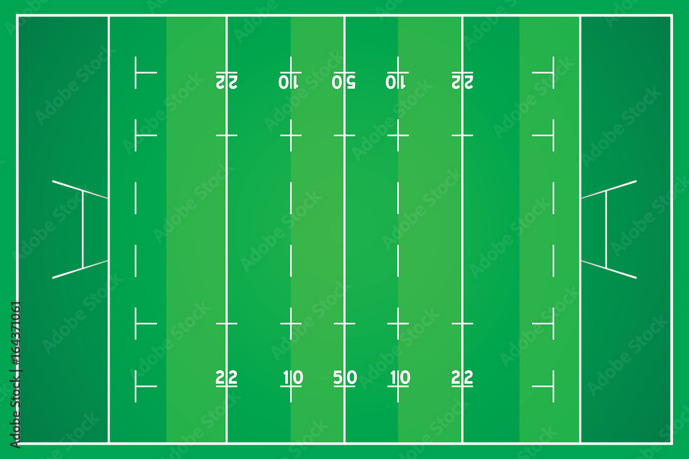 Rugby field with marking from top view. Stock Vector | Adobe Stock