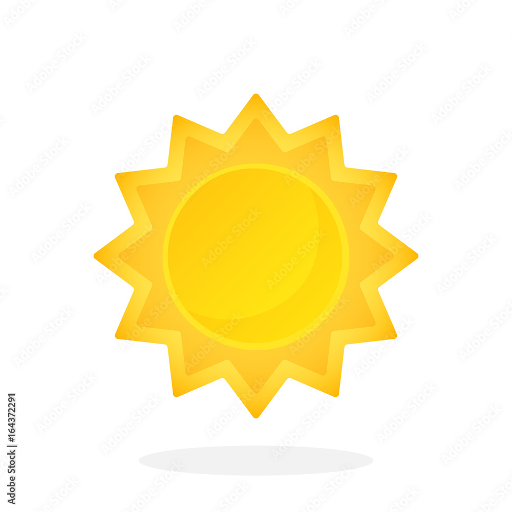 Cute sun with triangular rays isolated on white background. Vector ...