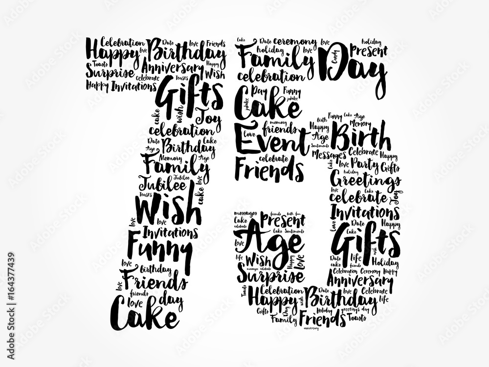 Happy 75th birthday word cloud collage concept Stock Vector | Adobe Stock