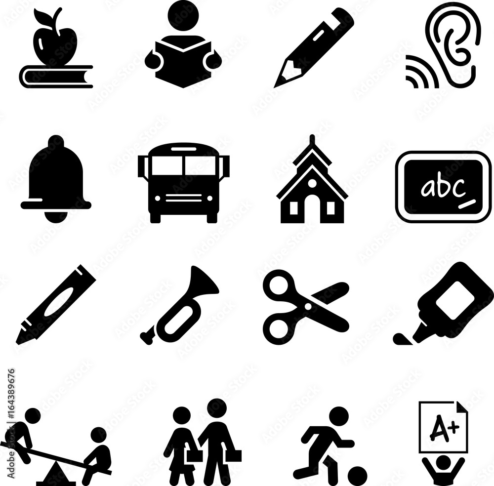 Early Learning Icons - Black Series Stock Vector | Adobe Stock