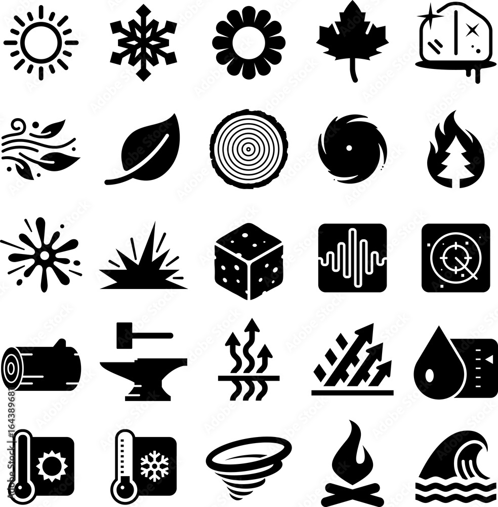 Earth Elements Icons - Black Series Stock Vector | Adobe Stock