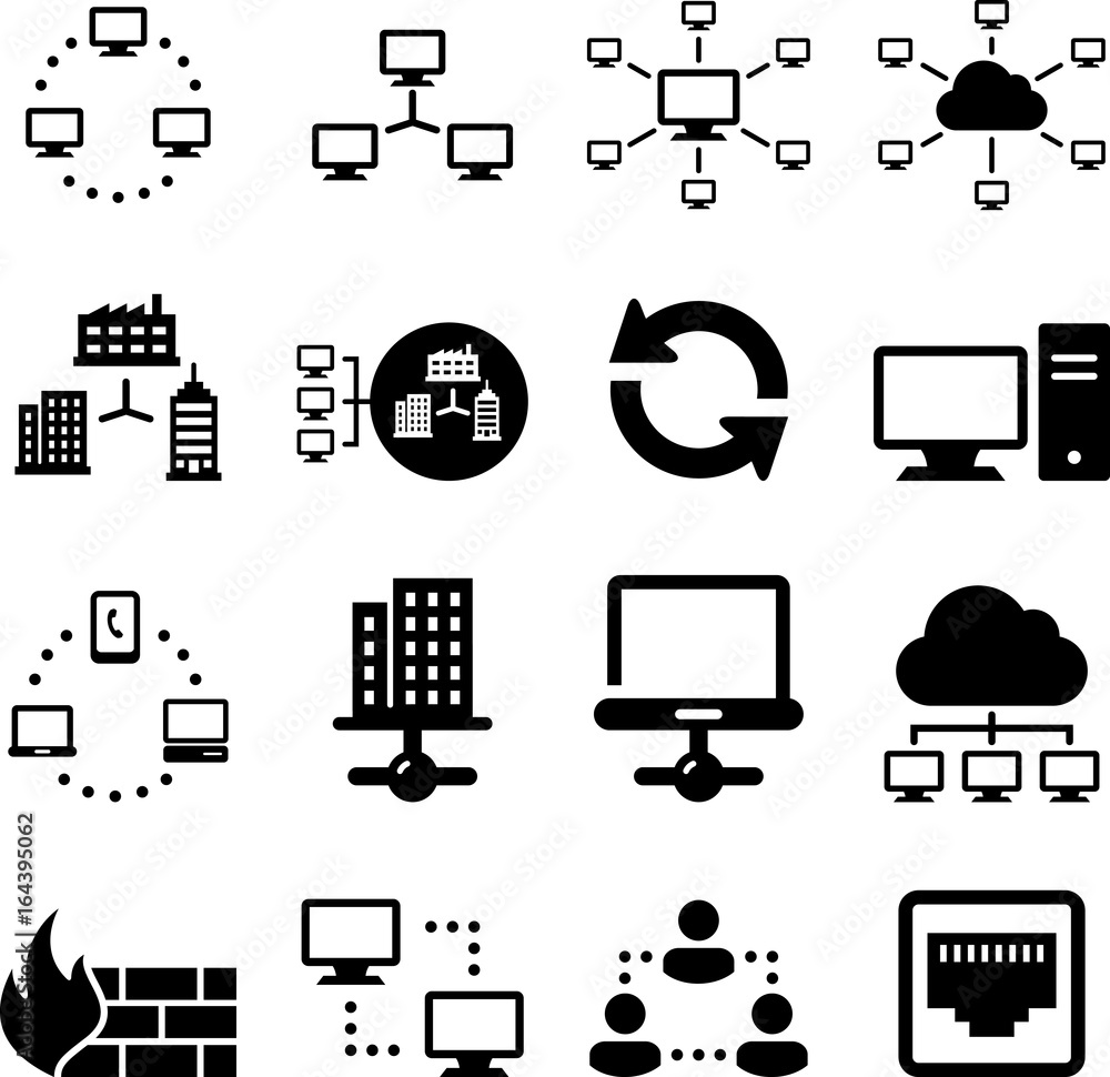 Networking Icons - Black Series Stock Vector | Adobe Stock