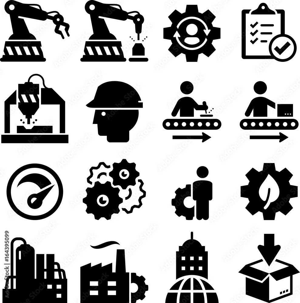 Manufacturing Icons - Black Series Stock Vector | Adobe Stock