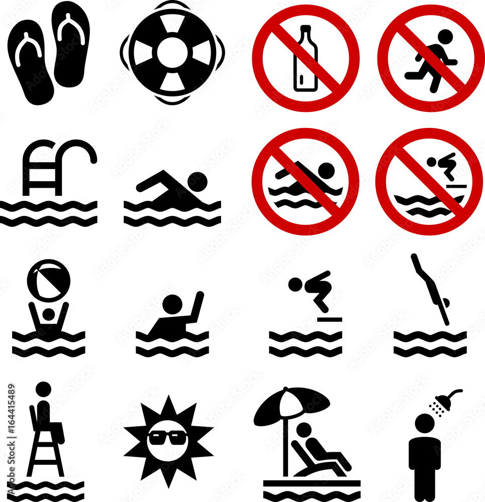 Swim Icons - Black Series Stock Vector | Adobe Stock