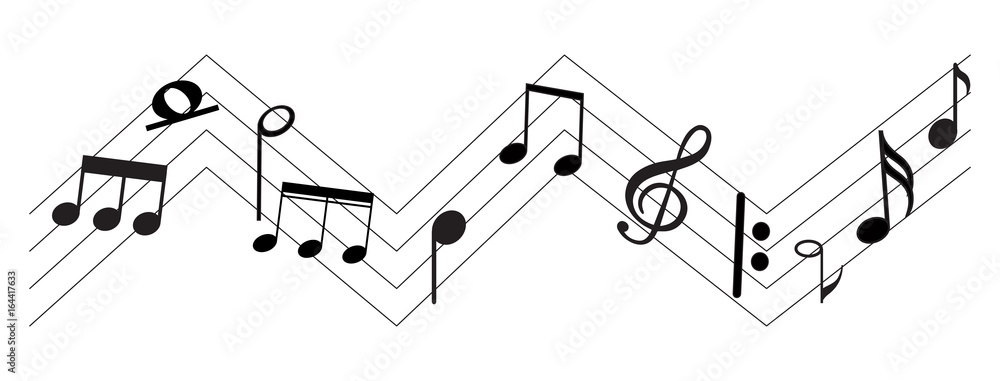 Music note background with symbols Stock Vector | Adobe Stock