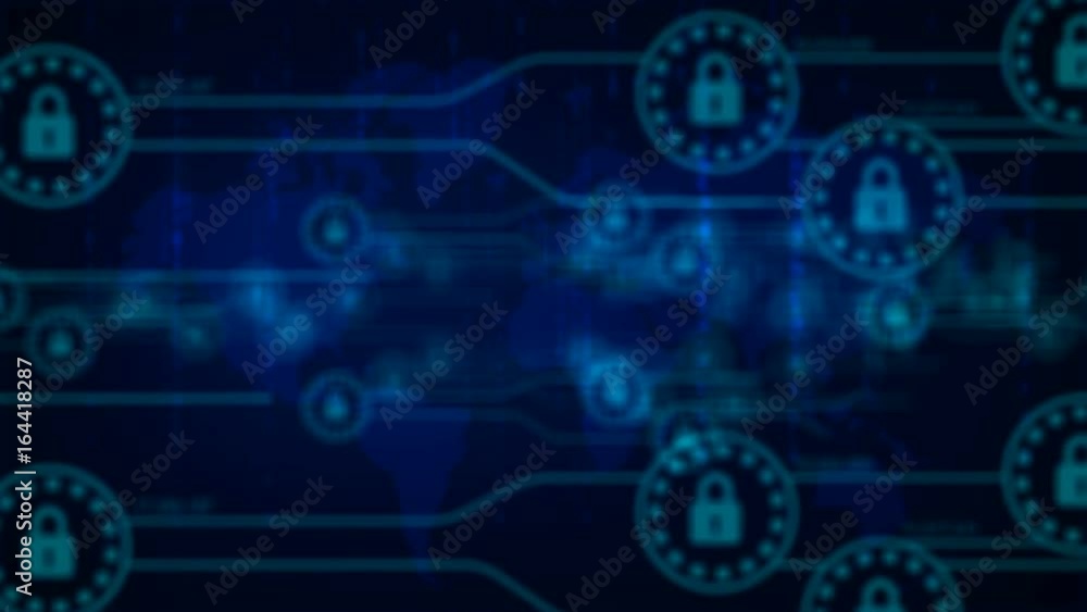 4K animation Security lock with loading connection line for futuristic ...