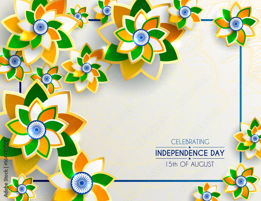 India, Happy independence day 15th august background design with ...