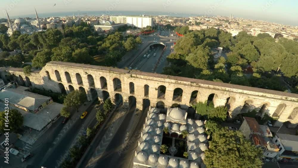 Aerial view. Aqueduct of Valente in Istanbul. Bozdojan Kemeri. Roman ...