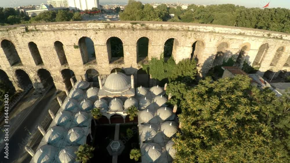 Aerial view. Aqueduct of Valente in Istanbul. Bozdojan Kemeri. Roman ...