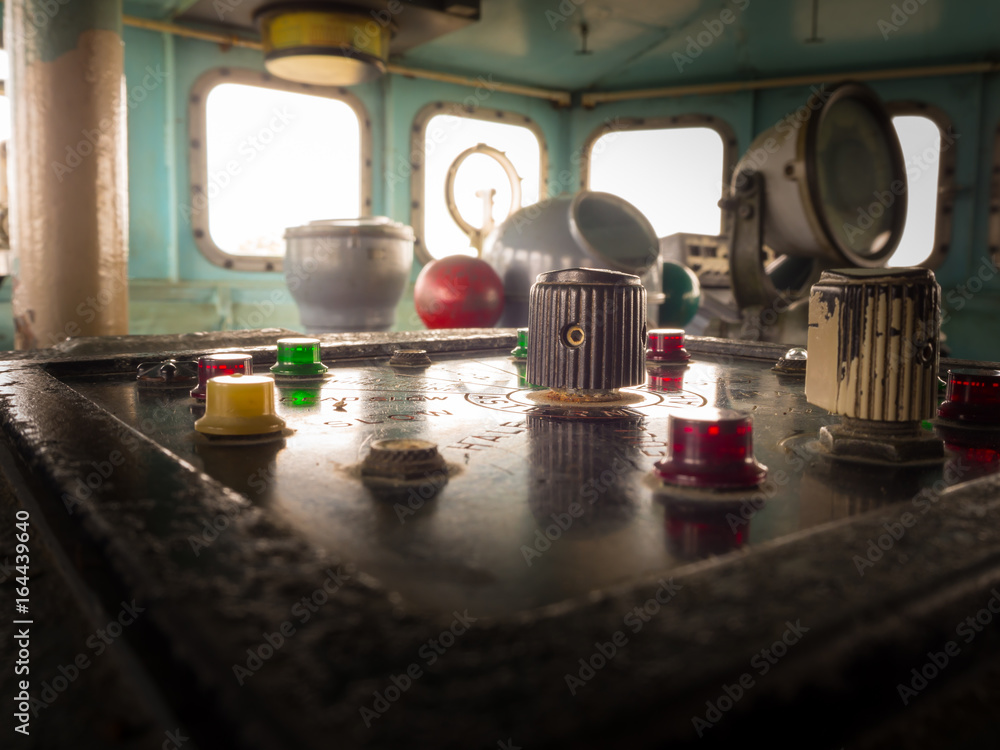 Main switch of Control room on the battleship,Vintage control style ...
