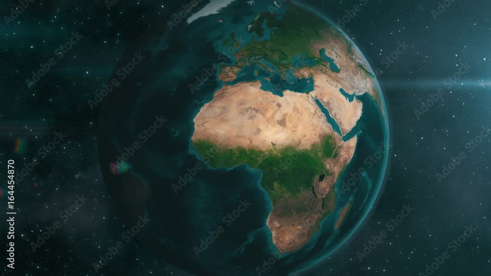 Earth Zoom to the Middle East. 4K Broadcast quality animation. Rendered ...
