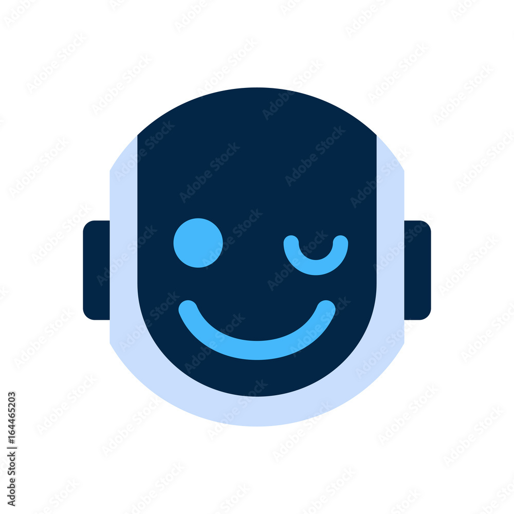 Robot Face Icon Smiling Face Wink Emotion Robotic Emoji Vector ...