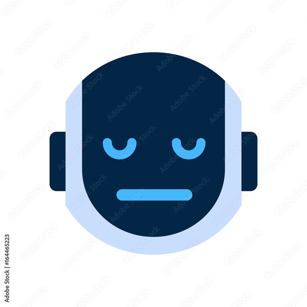 Robot Face Icon Sad Face Dissappointed Emotion Robotic Emoji Vector ...
