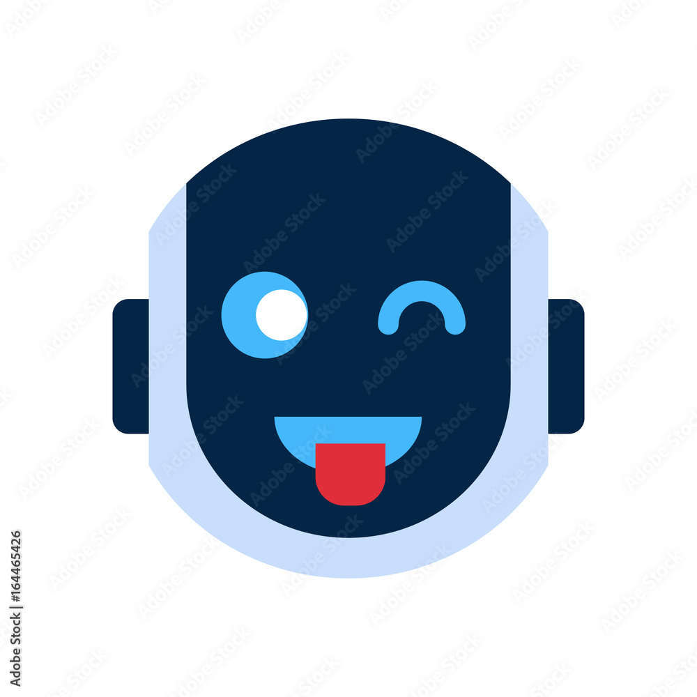 Robot Face Icon Smiling Face Showing Tongue Emotion Robotic Emoji ...