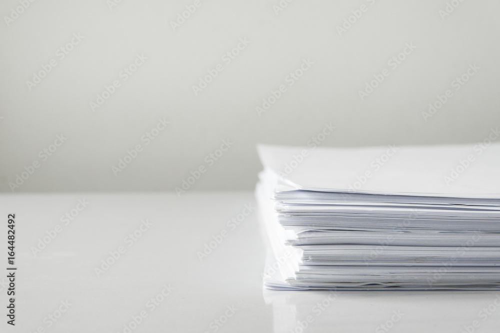 blank papers on white table,blank stack documents paper on office desk ...